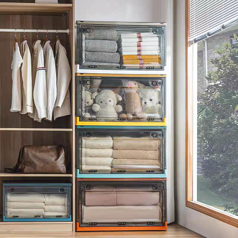 gooreestyle Storage Box Organizer Clothes Storage Transparent Double ...