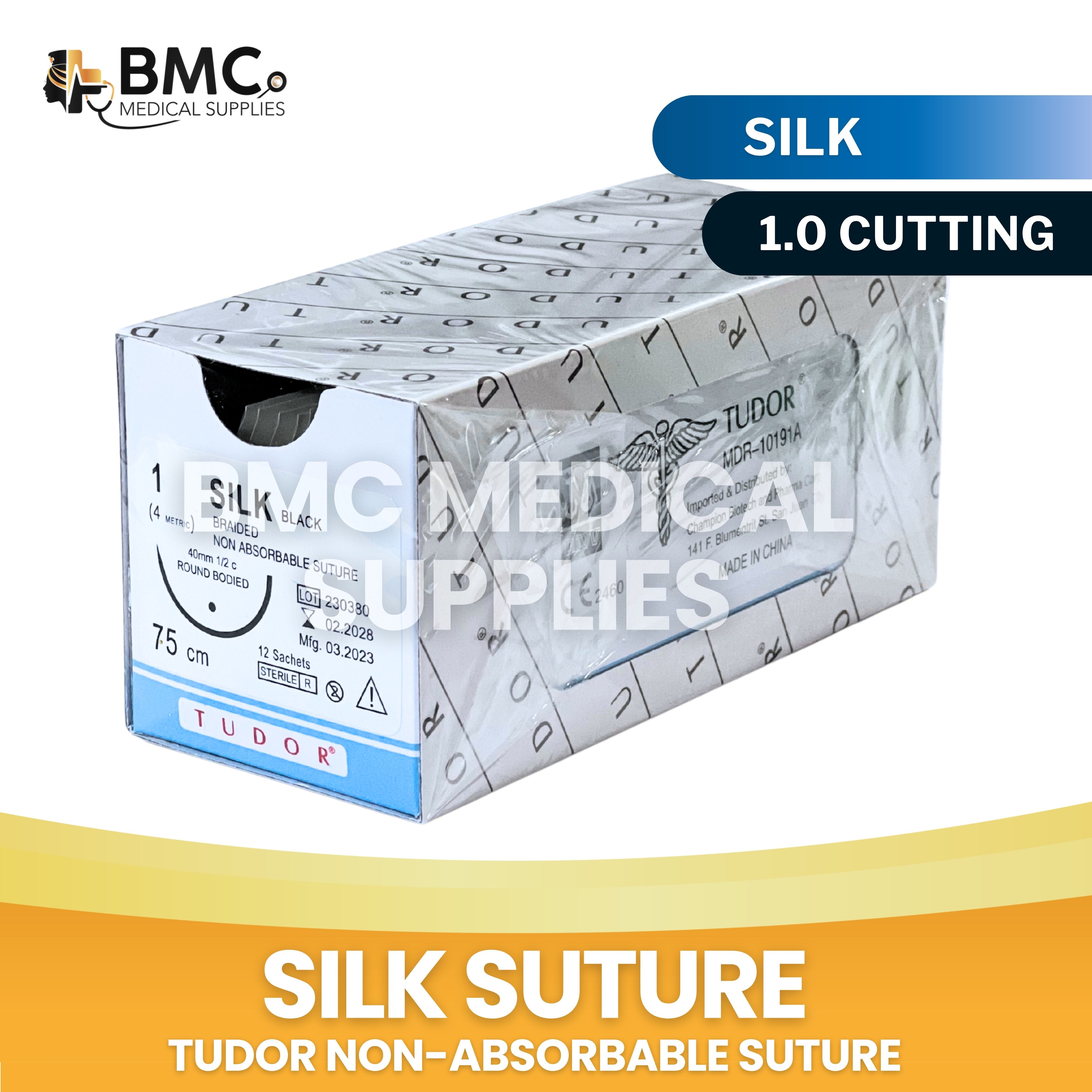 SILK BRAIDED SUTURES - Sutures Silk Cutting /Round 1 BOX - 12 Pieces ...