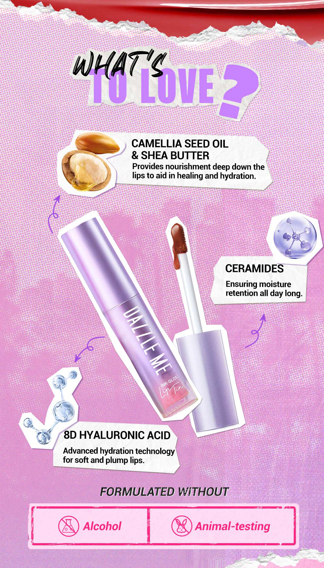 MOST LOVED! | DAZZLE ME Ink-Gloss Lip Tint | 16H Dewy Finish Transfer ...