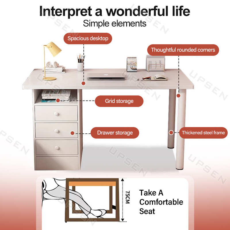 [In Stock] Office Table With Drawer Wood Computer Table Desk Laptop ...