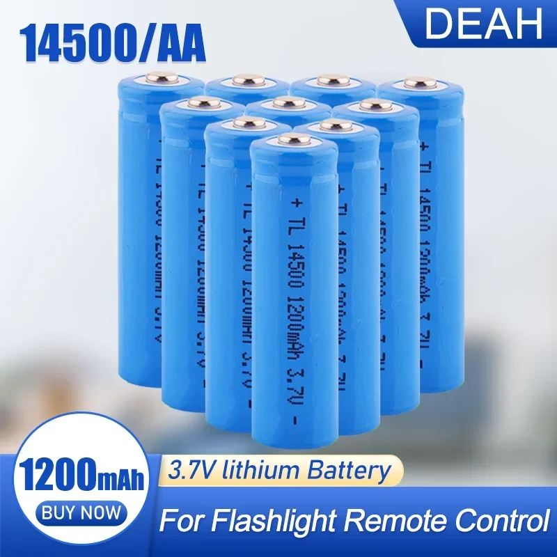 14500 AA 3.7V 1200mAh Rechargeable Lithium Battery For Mouse Clock ...