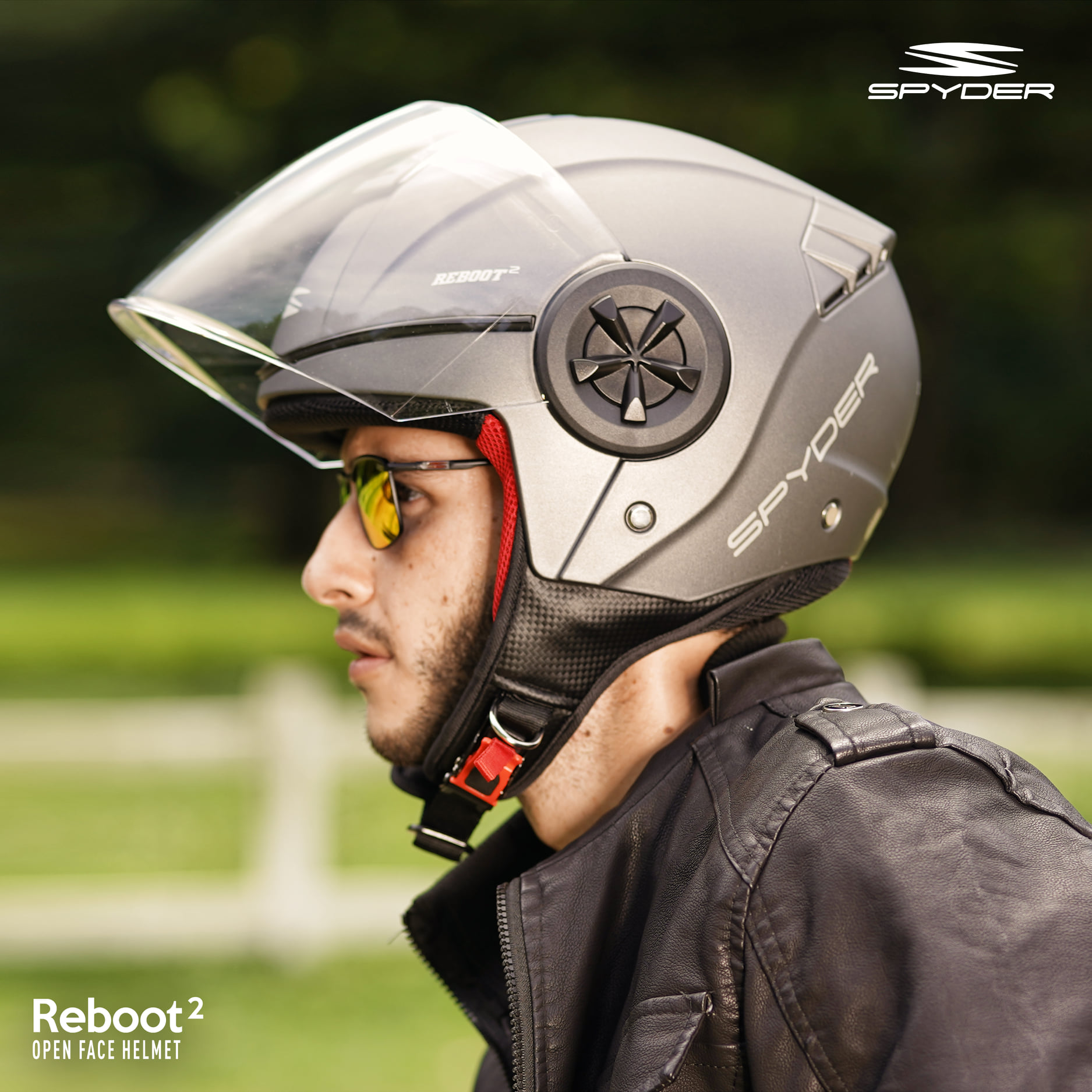 Spyder Reboot 2 V2 Half Face Single Visor Helmet for Motorcycle (Free ...