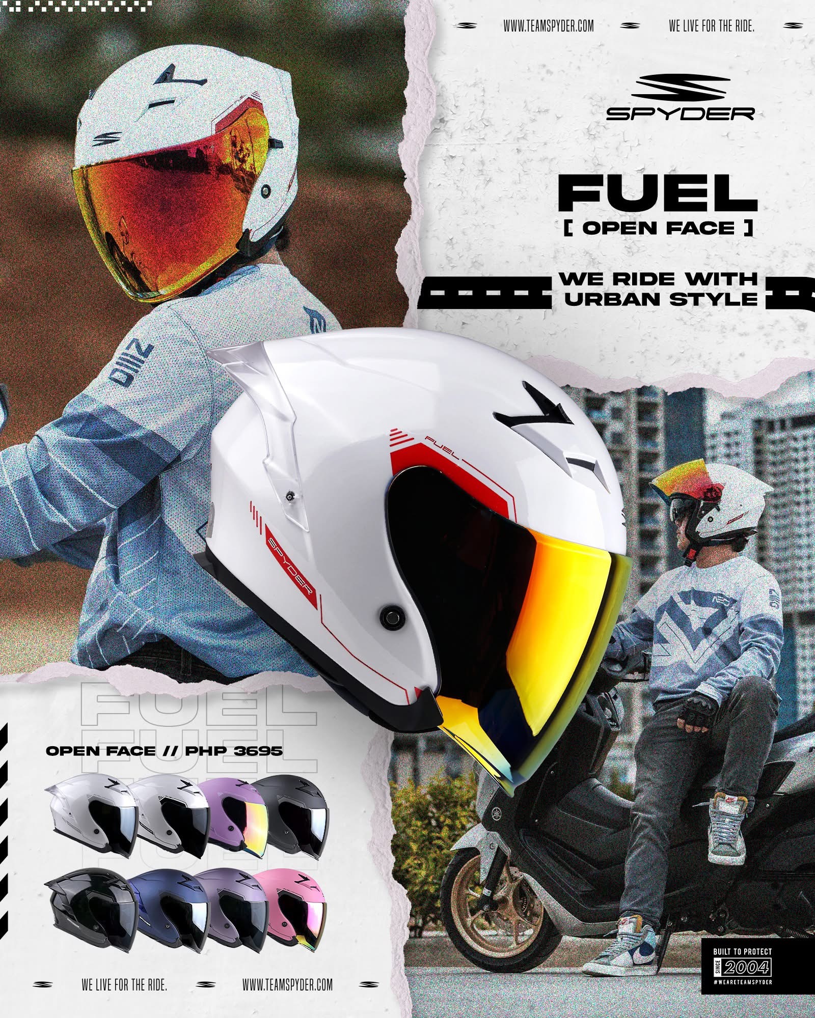 Spyder Fuel V2 Half Face Dual Visor Helmet for Motorcycle (Free Clear ...