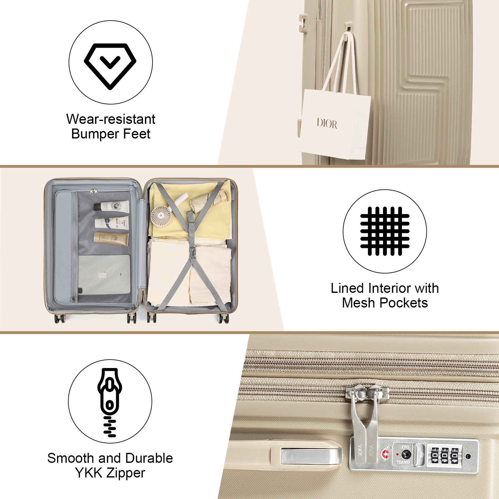 SEACHOICE Expandable 20In Cabin Suitcase Hard Shell PP Lightweight ...
