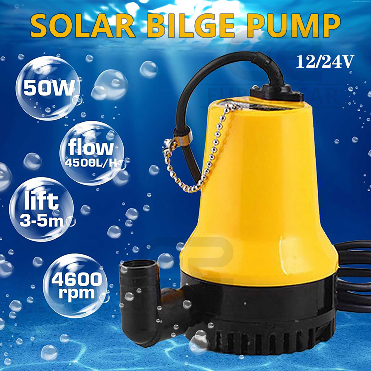 DC Submersible Pump Electric Small Portable Water Pump Fishing Boat ...