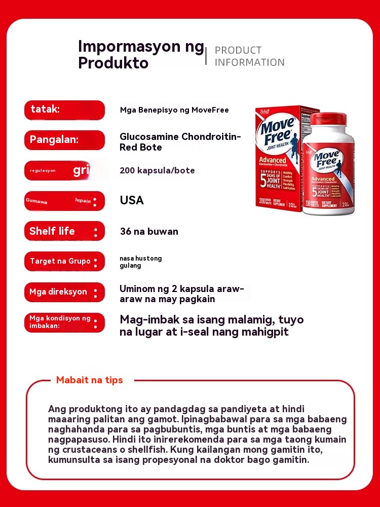 Move Free Advanced Glucosamine & Chondroitin Joint Supplements 200 ...