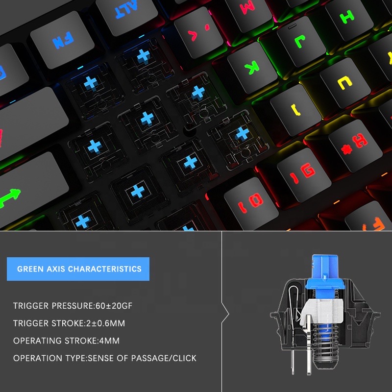 Leaven K550 Mechanical Keyboard 87 Keys with RGB Colorful Light Effect Blue Switch Gaming ...