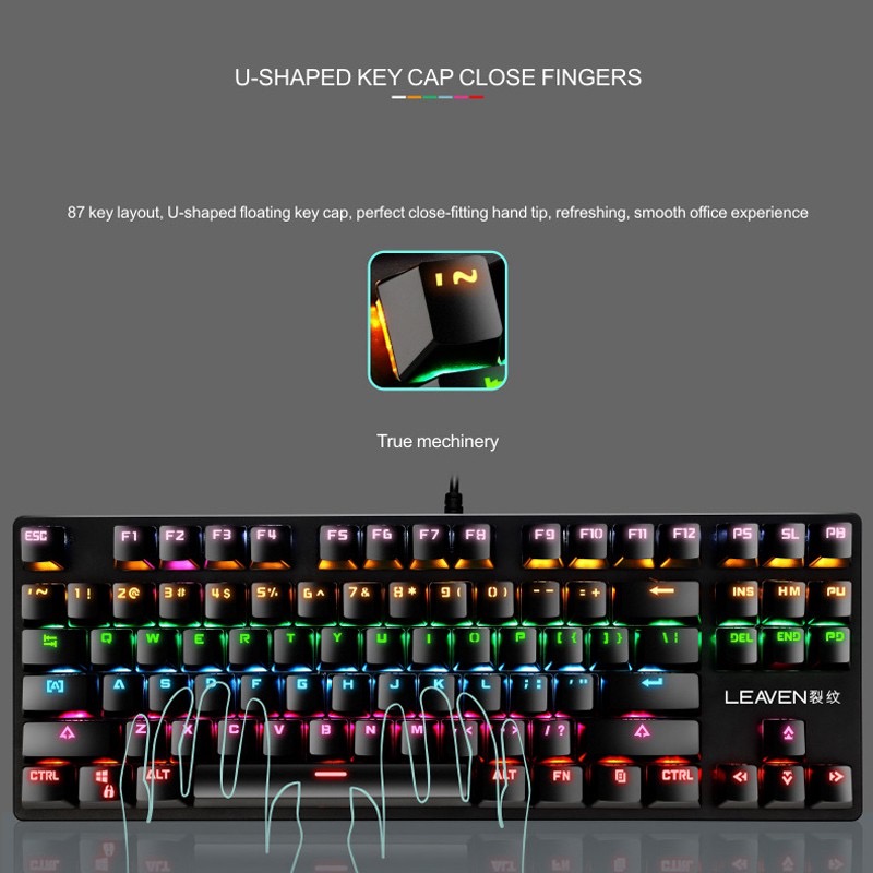 Leaven K550 Mechanical Keyboard 87 Keys with RGB Colorful Light Effect ...