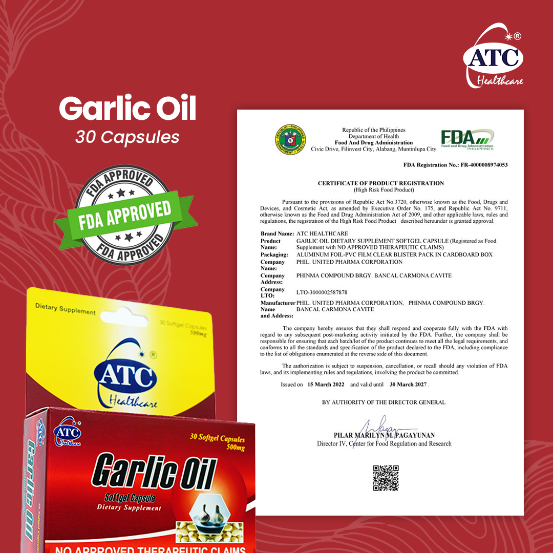 ATC Garlic Oil Softgel Capsules 30's Heart blood health Enhance ...
