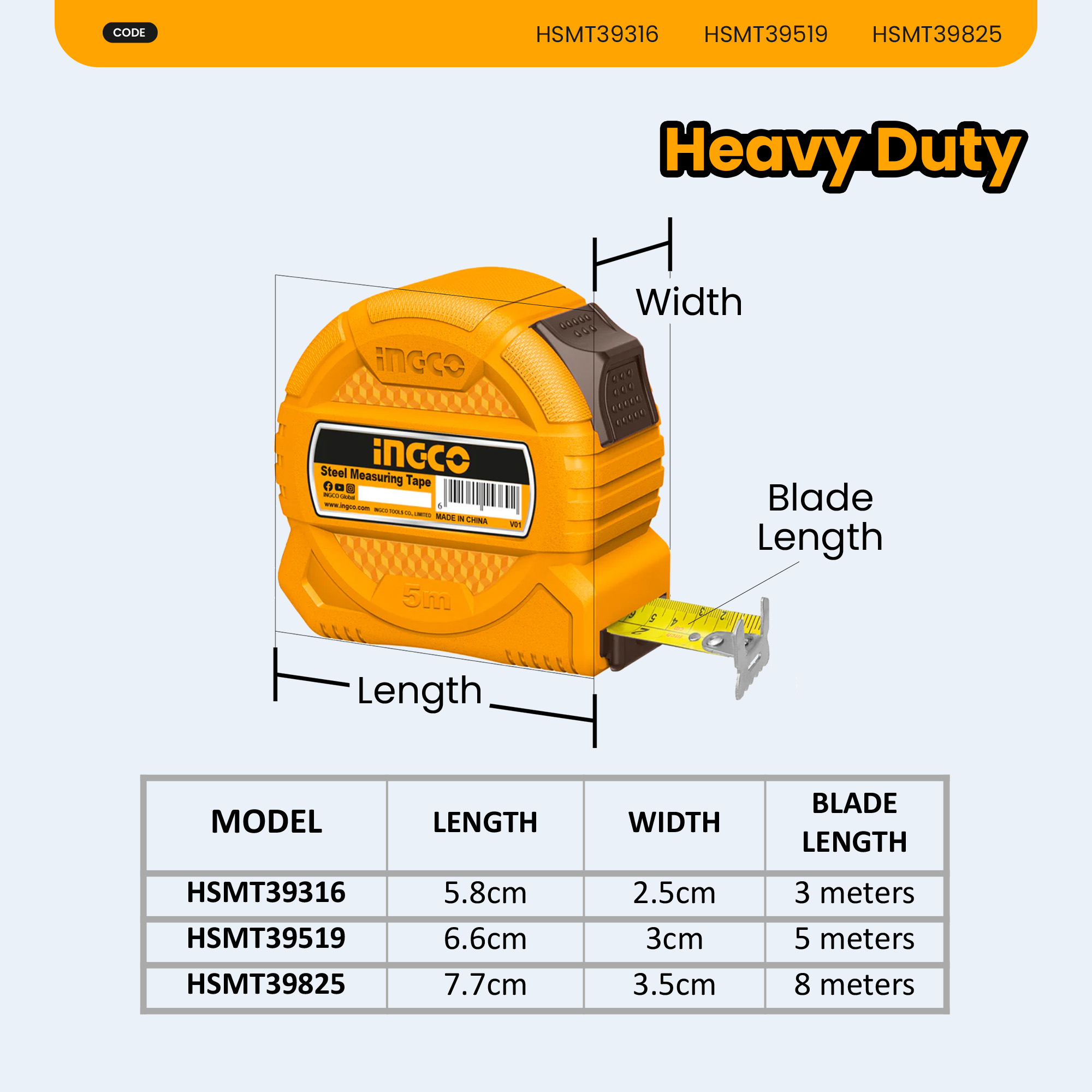 Ingco Steel Measuring Tape Measure With Metric And Inch HSMT39519 ...