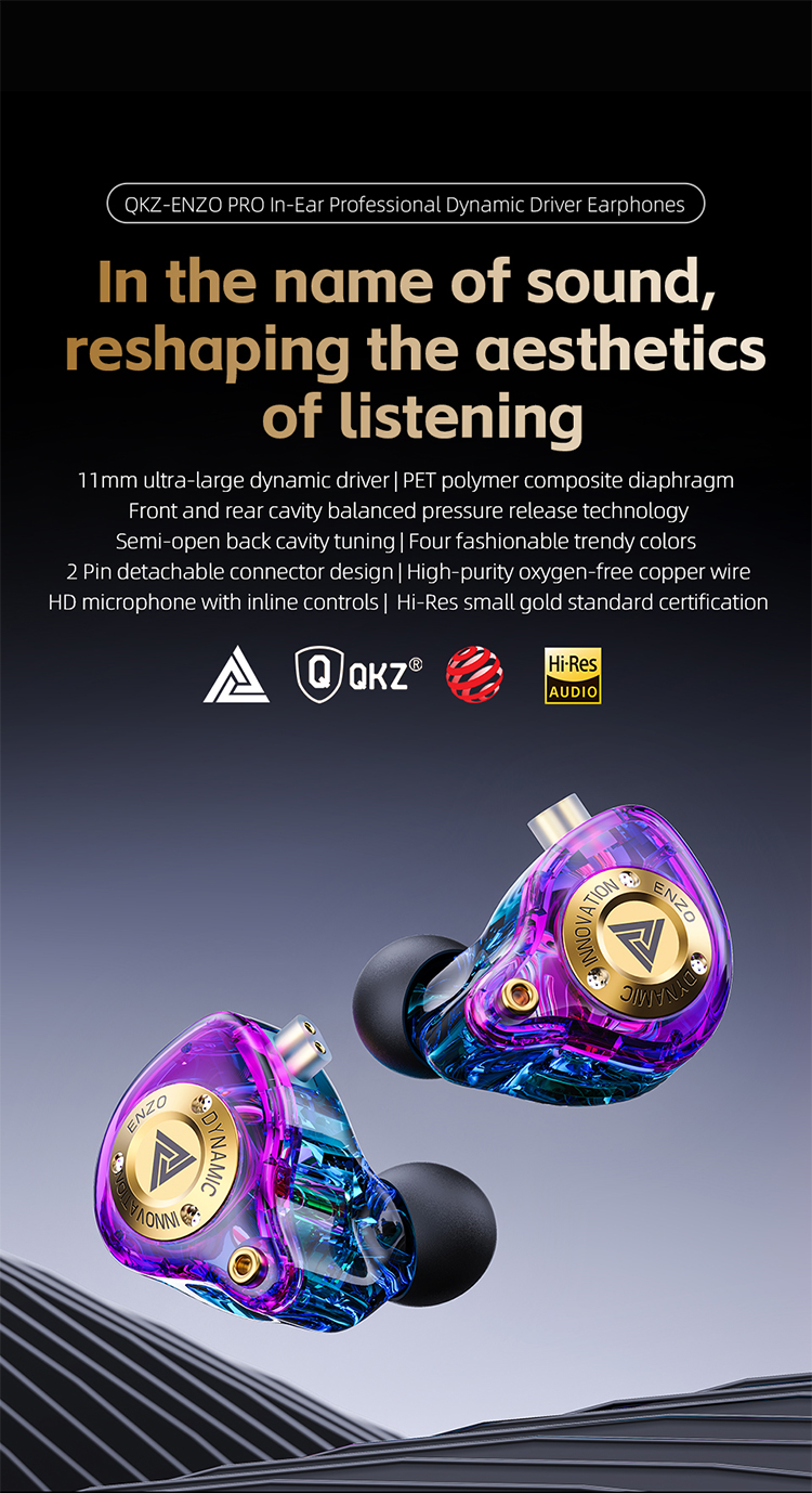 QKZ ENZO Pro Earphone with Microphone HiFi Gaming with Noise Cancelling ...