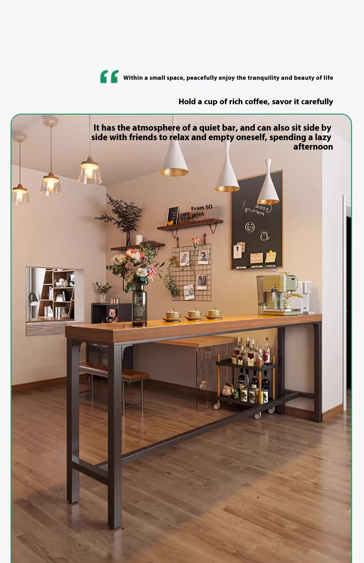 140/160/180CM High table Bar table Long table Narrow Table Set With ...