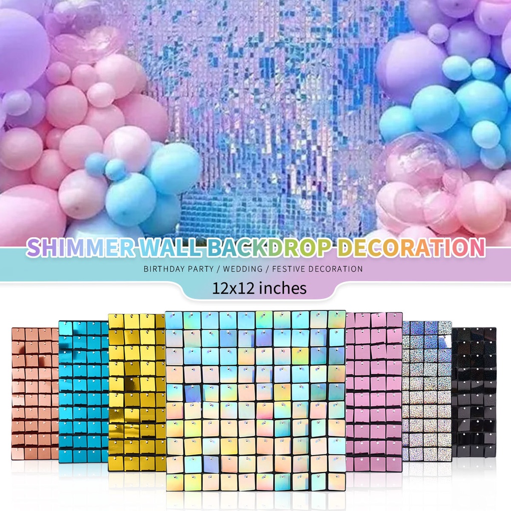 12inch Party Shimmer Wall Panel Backdrop Gold Silver Sequin Sequence ...