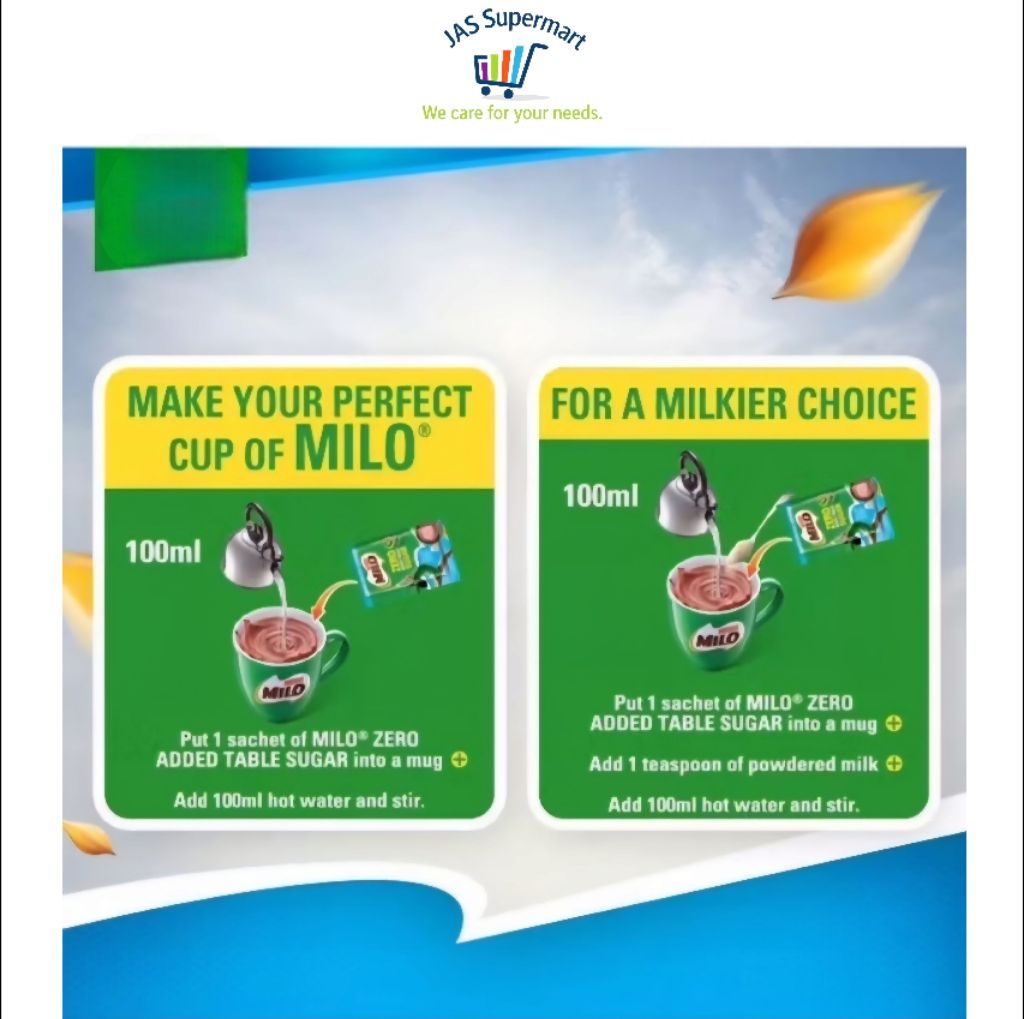 Milo Zero Added Sugar Chocolate Drink 10 Sachets x 26g – Healthy Milo ...