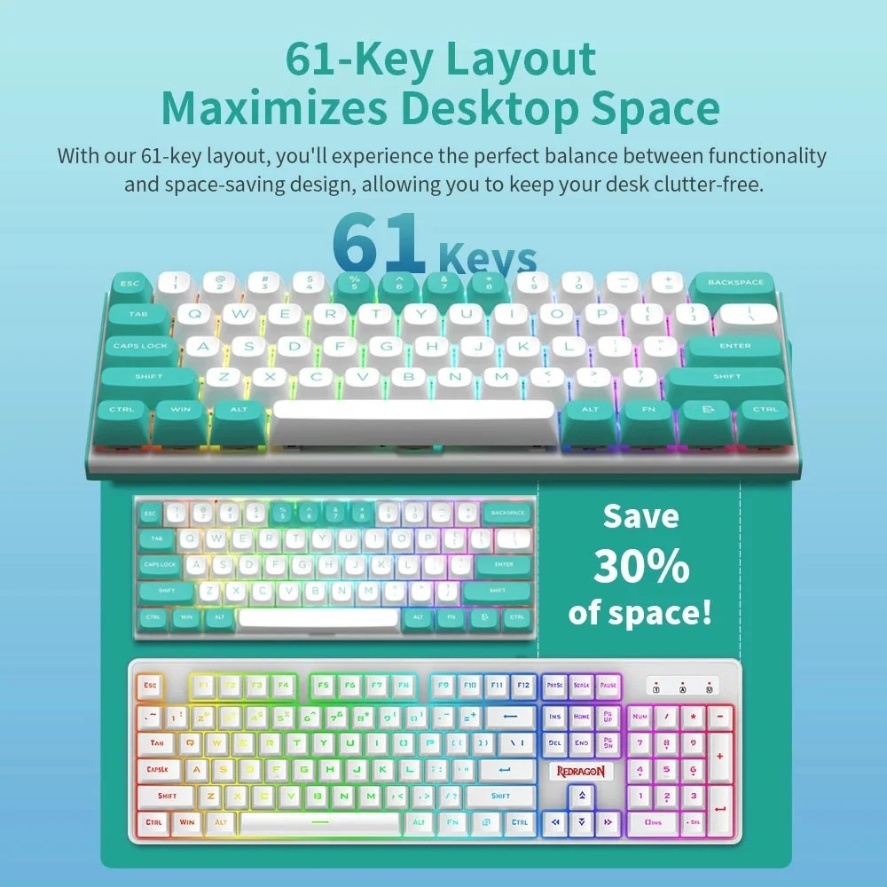 Redragon K683-WB RGB 61-Key Wired Mechanical Gaming Keyboard | Shopee ...