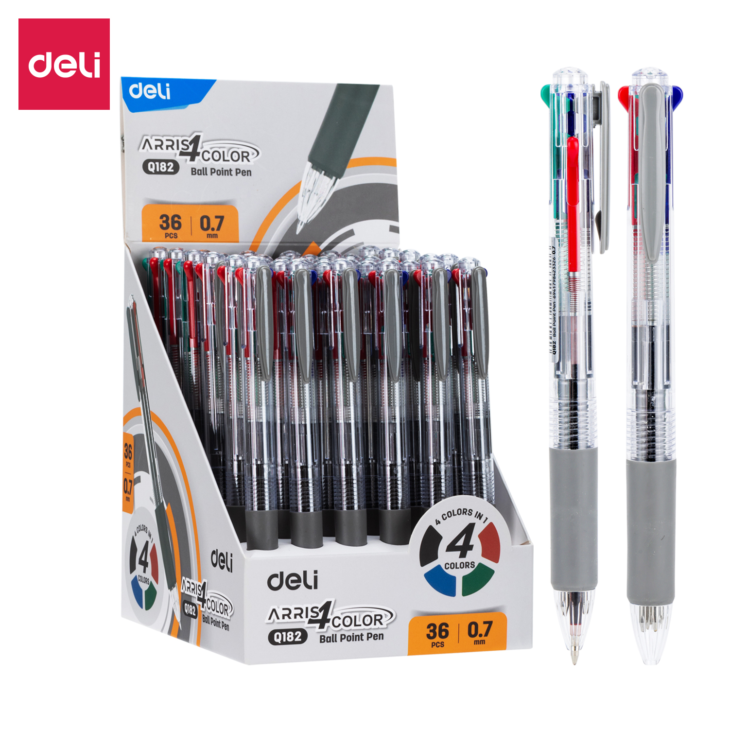Deli Four-color Ballpoint Pen Press Pen 0.7mm Bullet Mixed Stationery ...