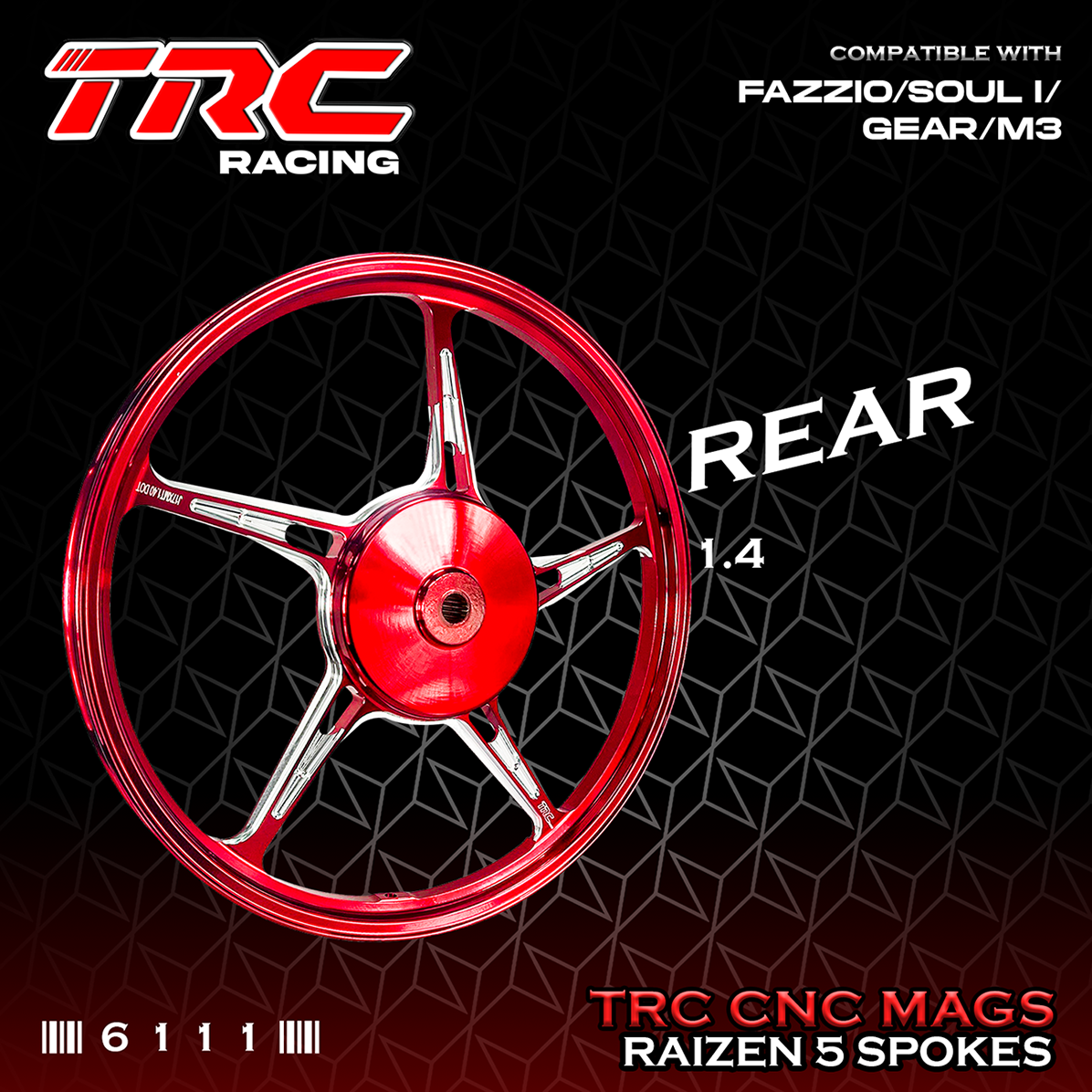 TRC CNC Mags Raizen 5 Spokes (1.4 F x 1.4 R x 17) for FAZZIO/GEAR/SOUL ...