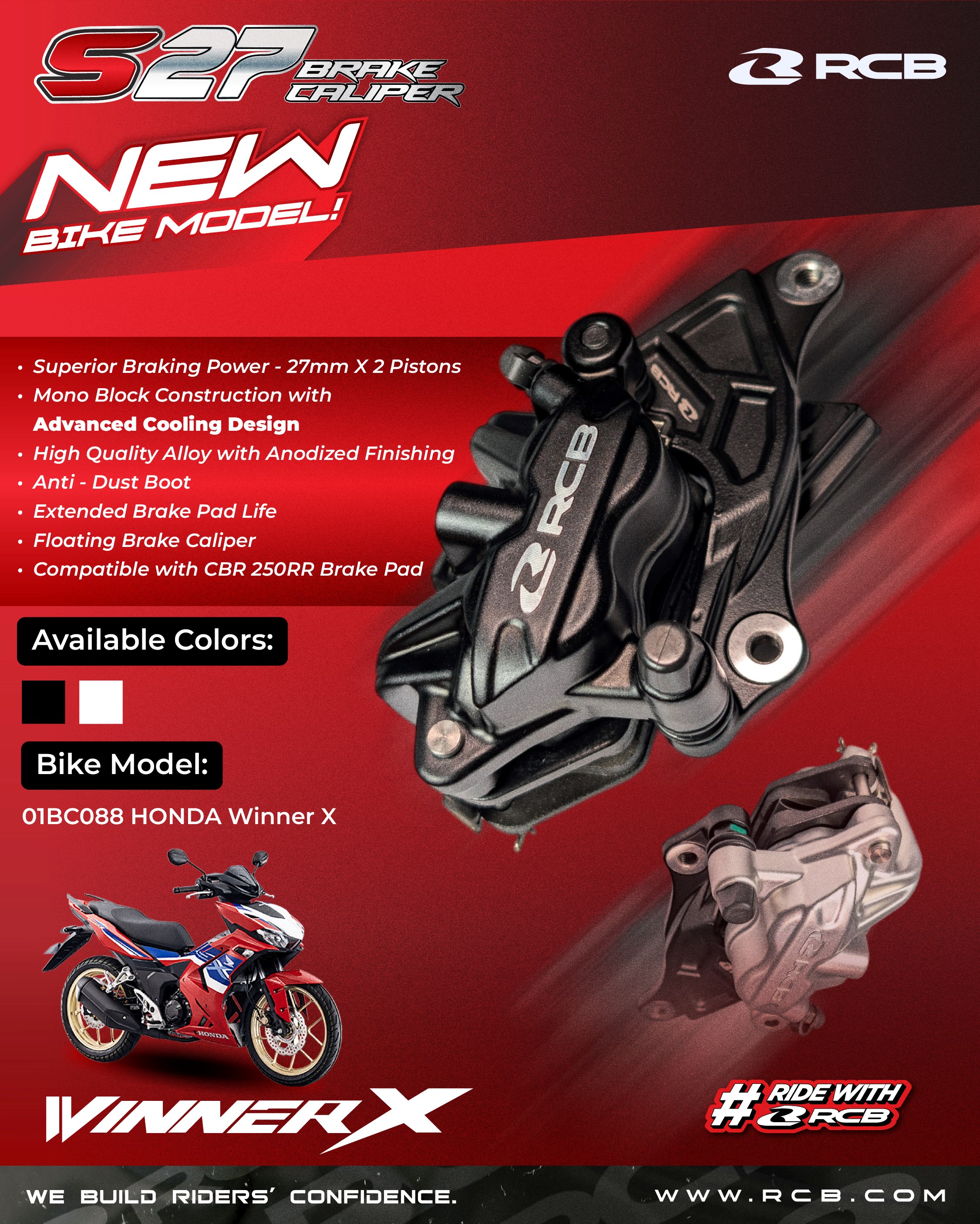 RCB Brake Caliper S-27 Series for Honda Motorcycles (Winner-X) | Shopee ...