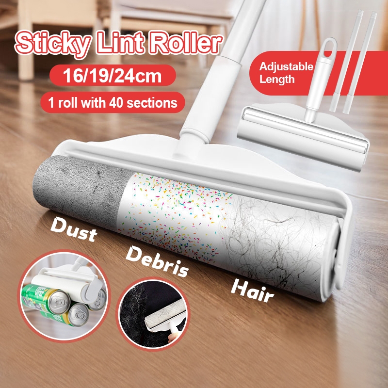 Lint Roller 24-104cm free rolls Stainless long handle Pet Hair and Dust ...