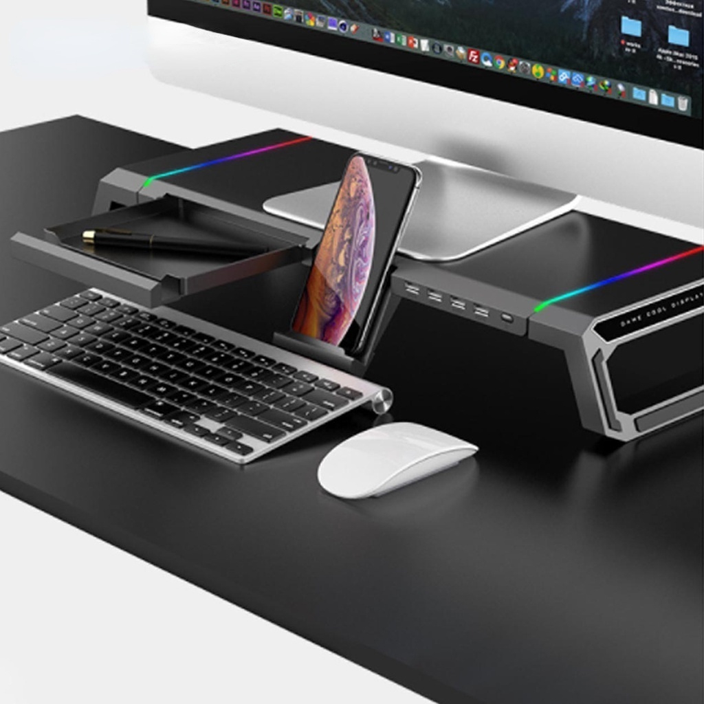 Gigaware Ice Coorel T1 RGB Desktop Monitor Riser Multifunction Foldable ...