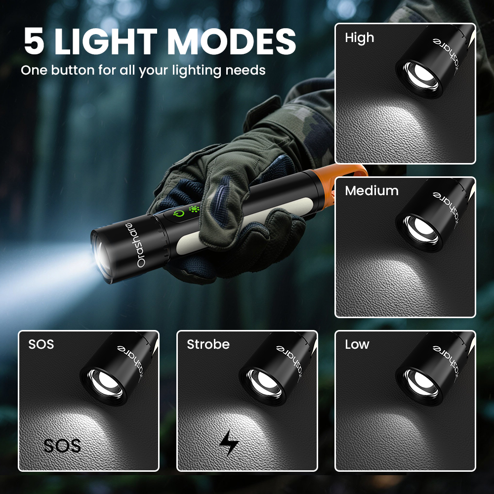 Orashare OL03 Max Zoomable White LED Flashlight USB Rechargeable ...