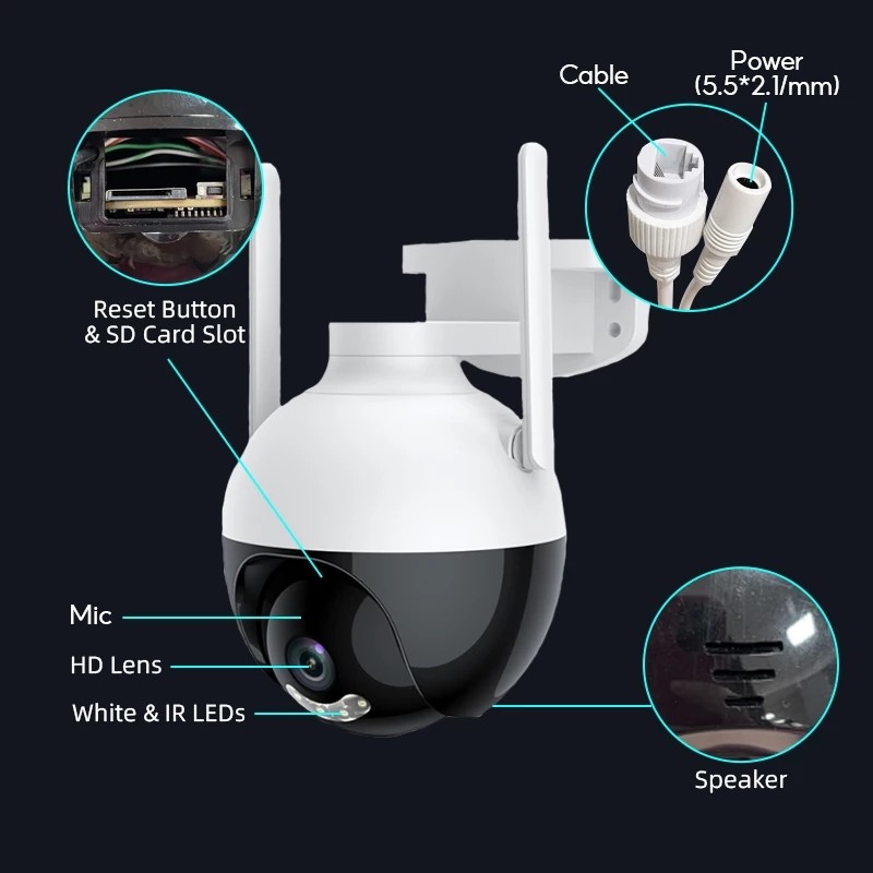 V380 Pro CCTV Camera Outdoor WIFI Wireless 2K 360 Panorama Night Vision ...