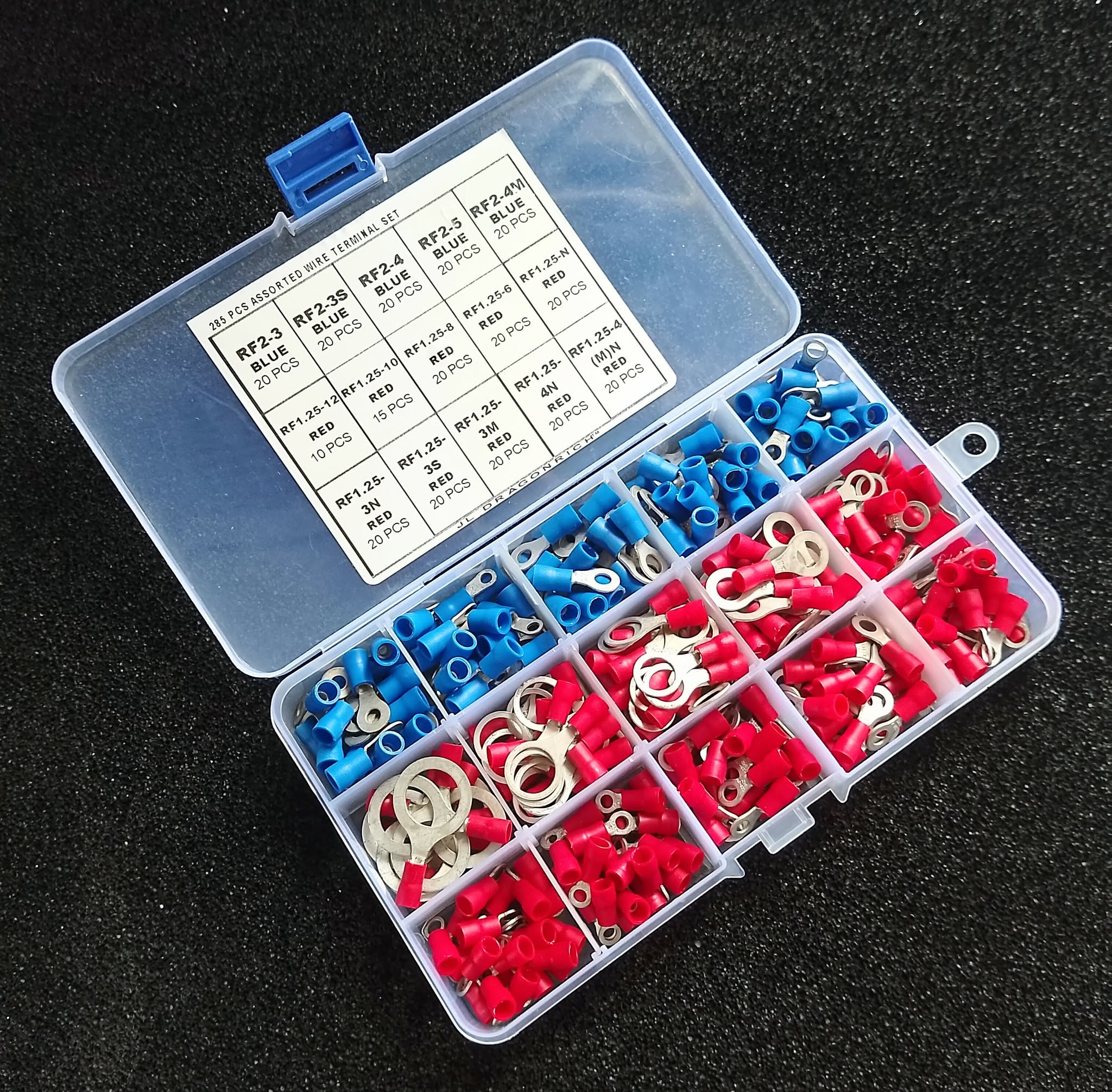 285 PCS Wire Terminal Assorted Ring Type Set Cable Connectors O - Type ...