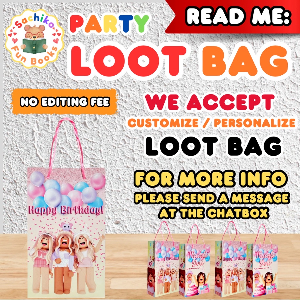 ROBLOX GIRLS BIRTHDAY PARTY LOOT BAG 12 PIECES BY SACHIKO FUN BOOKS ...