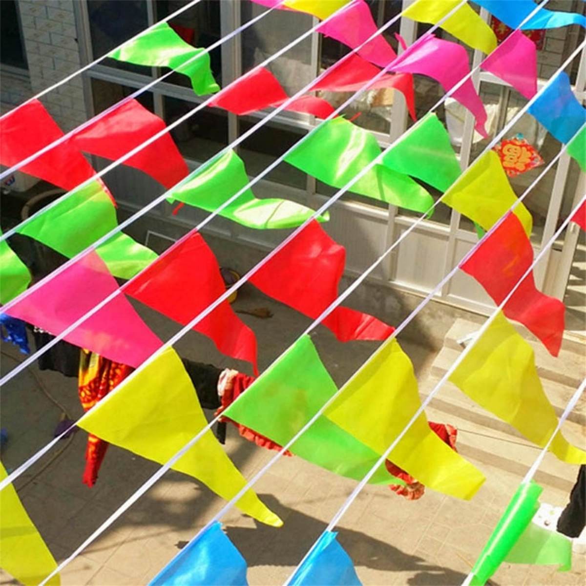 150Pcs 100Meters Triangle Banderitas Fiesta Flag Colorful Pennant ...