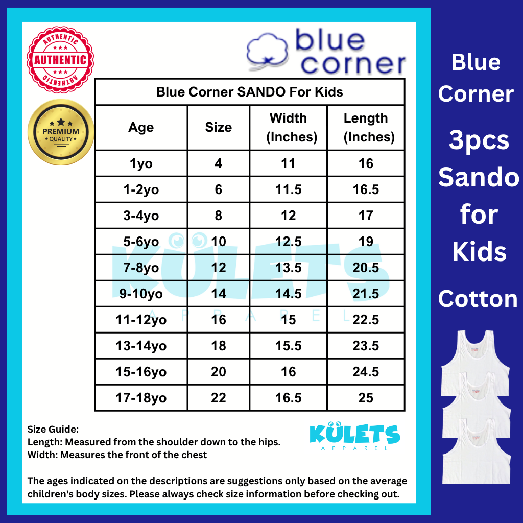 Wholesale 3 Pieces Blue Corner Cotton Sando for Boys White Inner Wear ...