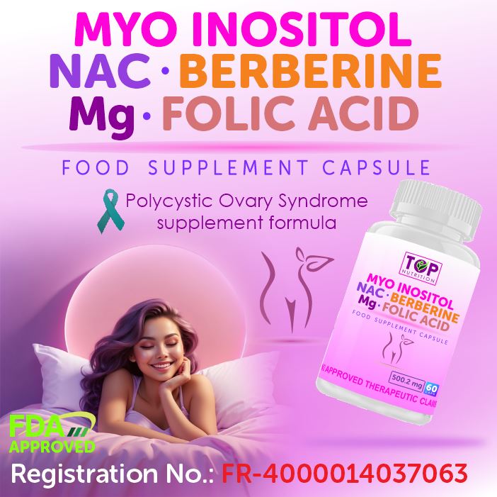 TOPNutrition PCOSCare MYO Inositol Berberine FDA Approved Folic Acid ...