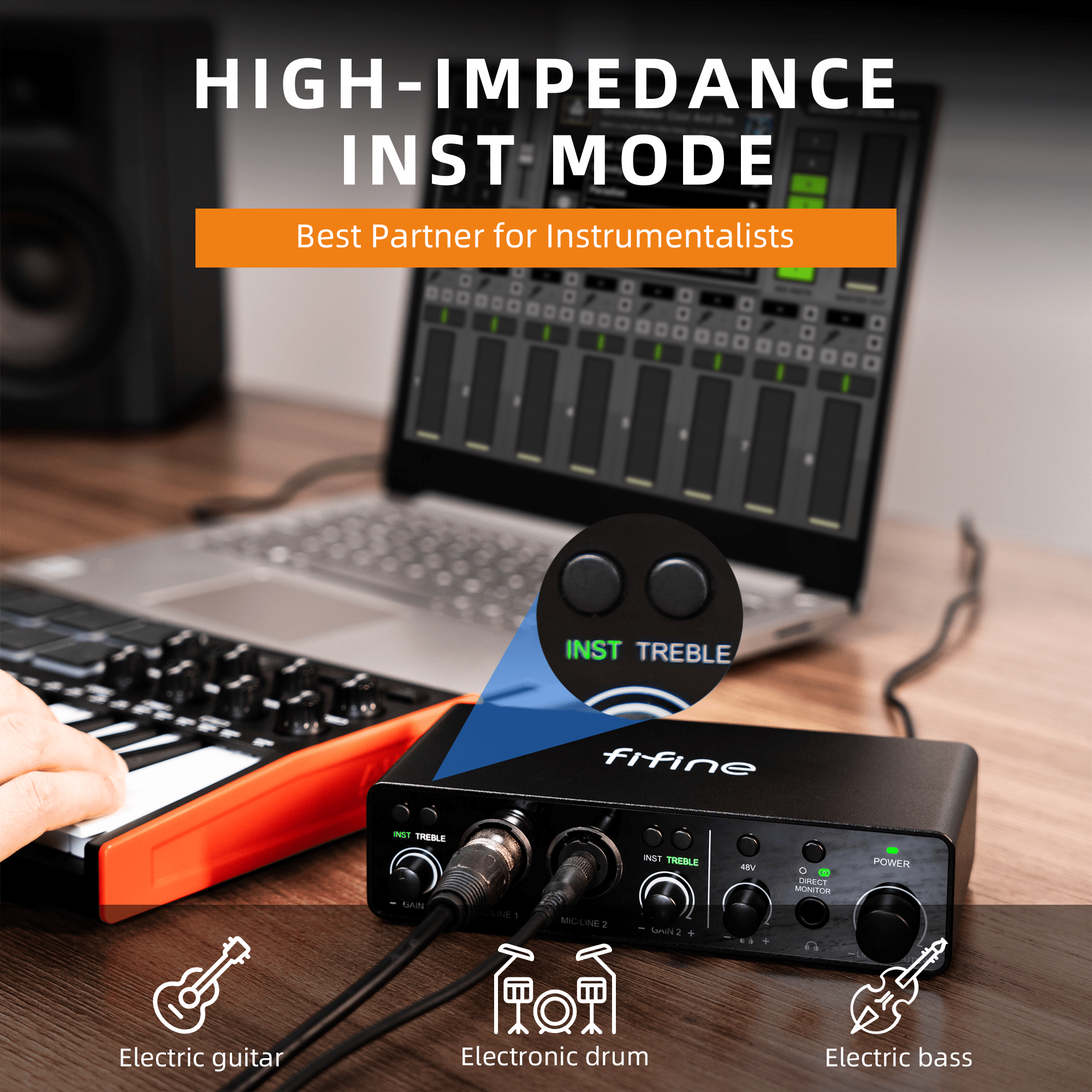 Fifine Ampli3 Type-C Audio Interface 2 Channel USB Treble Sound Card ...