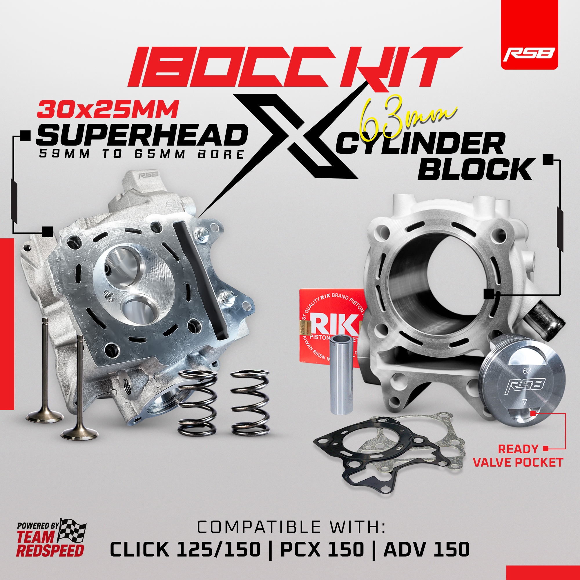 RS8 SUPER TOURING 180CC PACKAGE CLICK125/150 | ADV150 | PCX 150 (30X25 ...