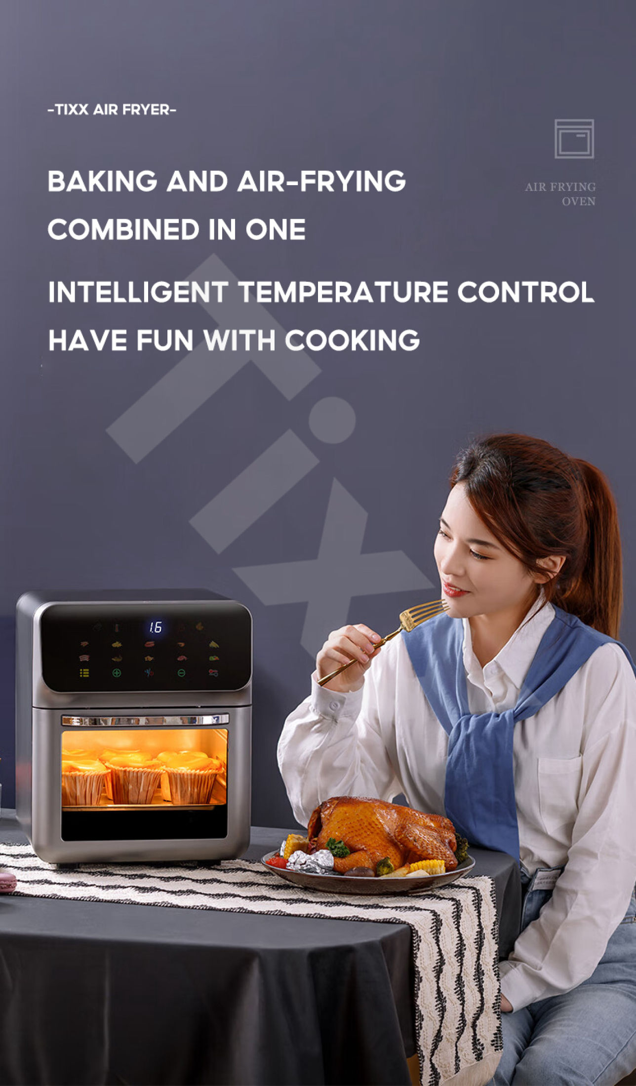 Air Fryer Heavy Duty Inverter Oven 16L Visual Electronic Touch Screen ...
