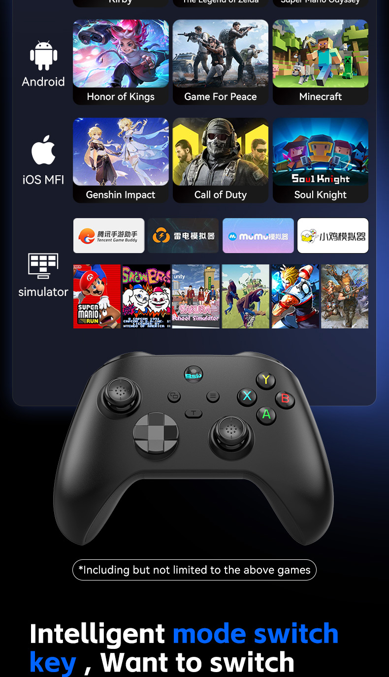 BSP G6 Wireless Game Controller Double Hall 5.3 BT Tri-Mode Gamepad Six ...