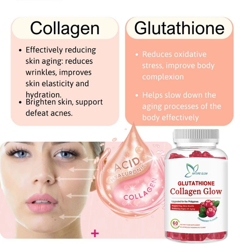 NATURE GLOW Glutathione Collagen Glow Gummies Original Anti-Aging ...