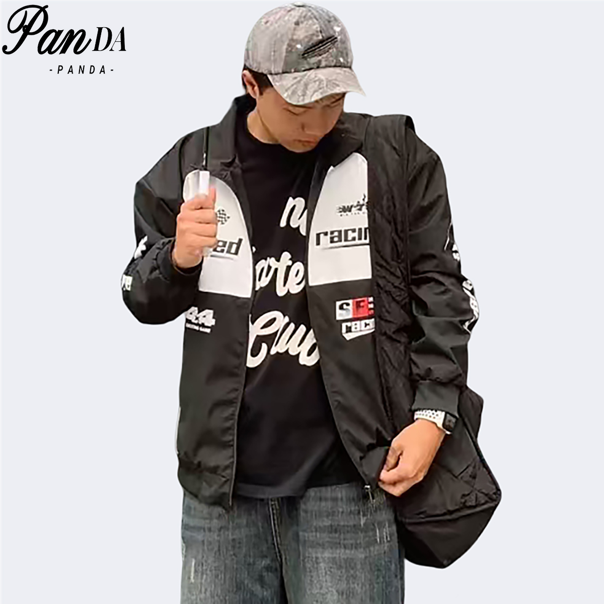 PANDA Riding Motorcycle Jacket Loose Cotton Waterproof Windbreaker ...