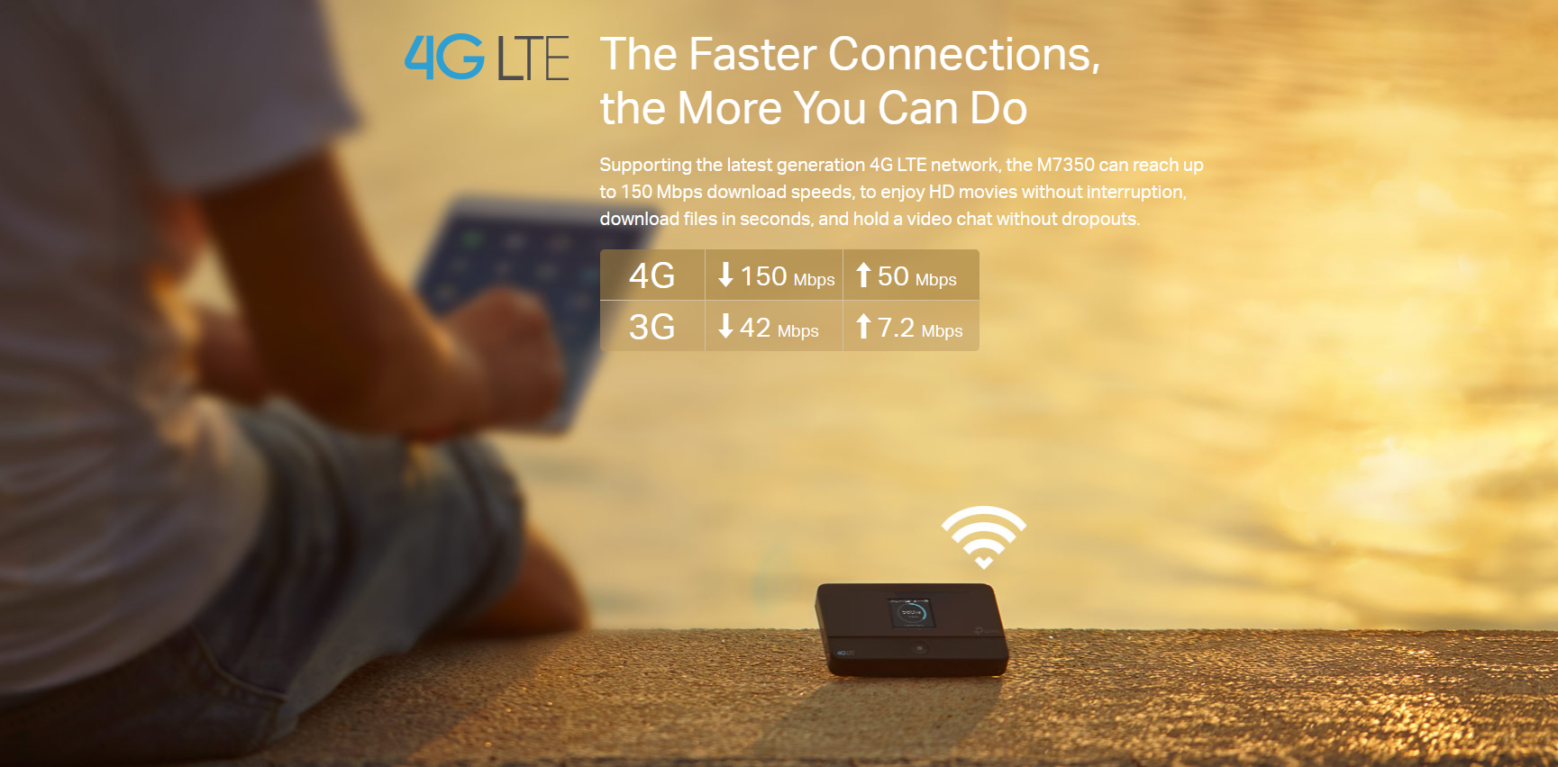 TP-Link MiFi M7350 V9 - 4G LTE Mobile WiFi / 150 Mbps / Screen Display ...