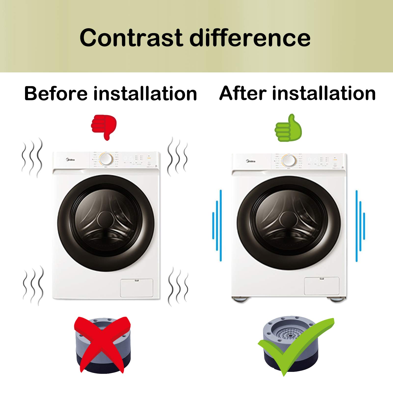 MegaHome 4PCS set Washing Machine Stand Set Universal Anti Vibration ...