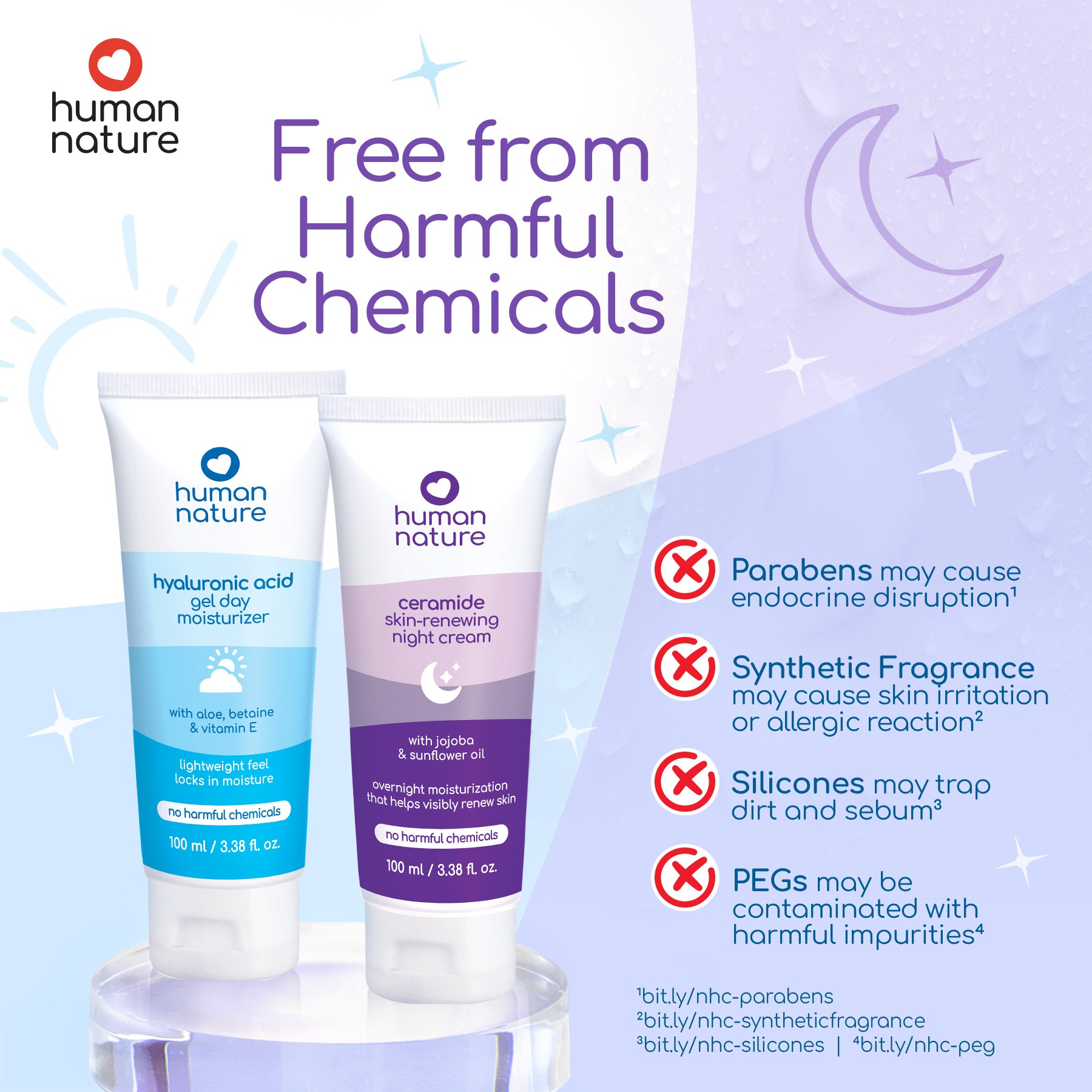 Human Nature Moisture Duo (Hyaluronic Acid Gel Day Moisturizer ...