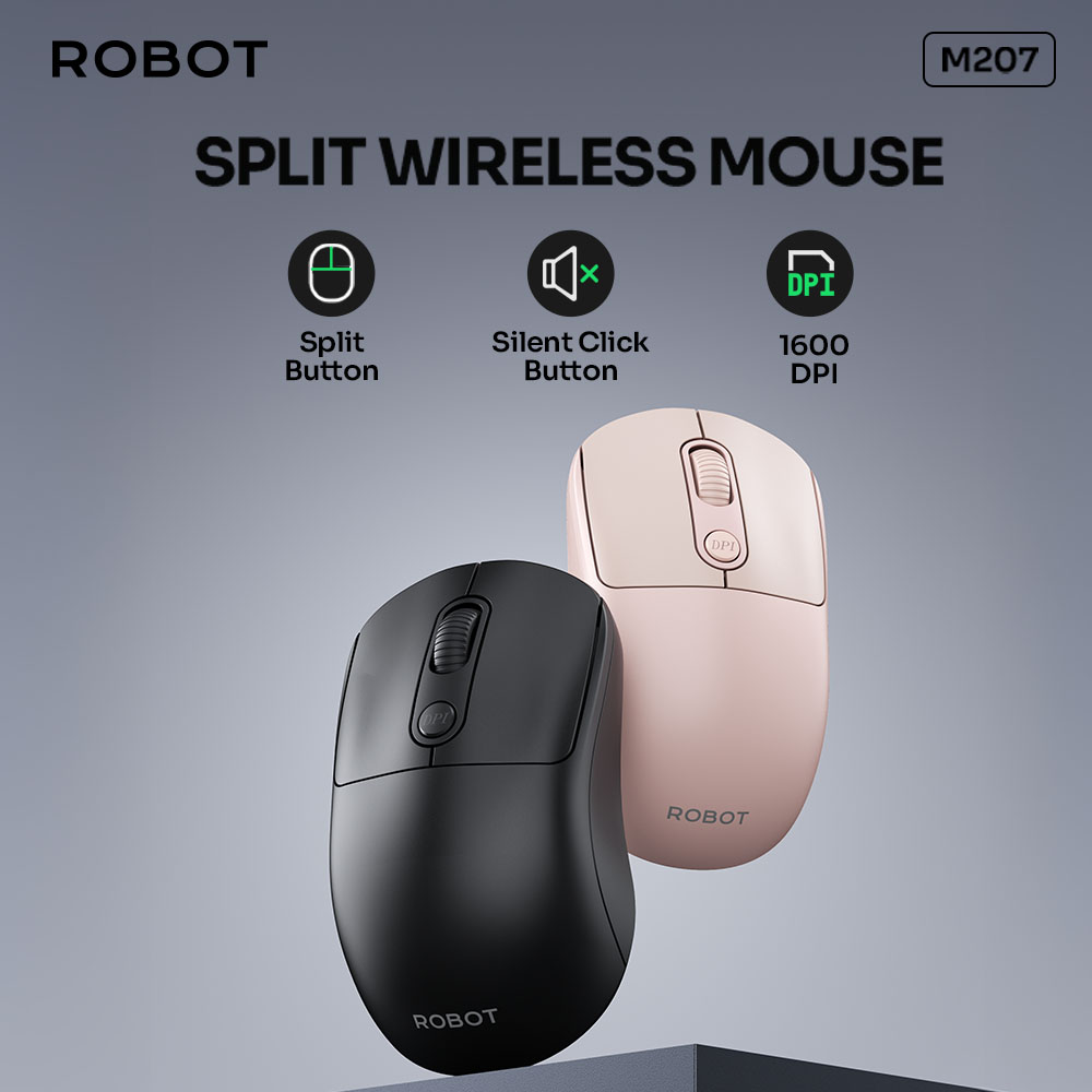 Robot M207 Wireless Mouse 2.4 GHz Optical 1600 DPI Silent Gaming PC ...