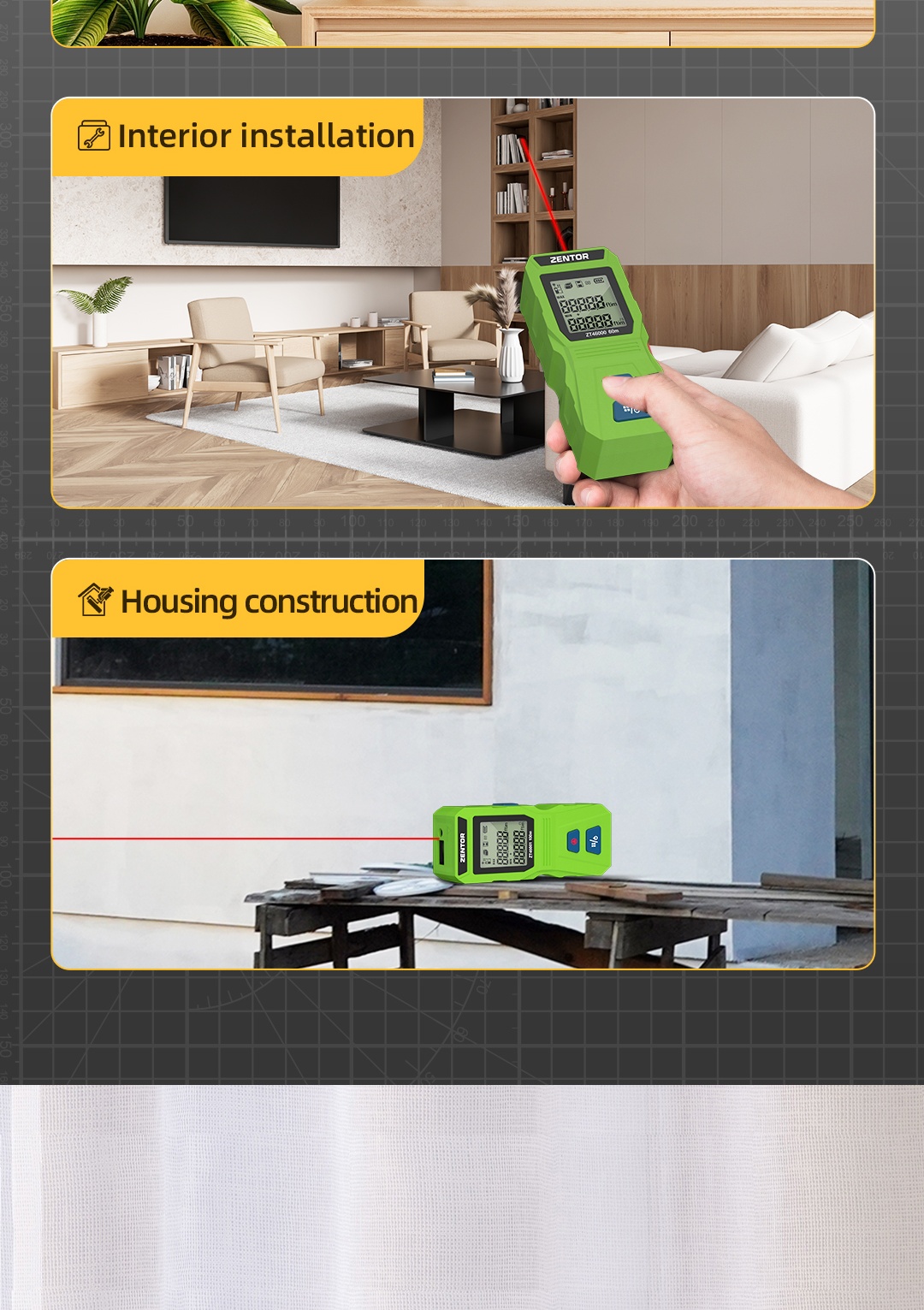 ZENTOR Deli 60/100M Laser Distance Measure Accurate Measurement Eye ...