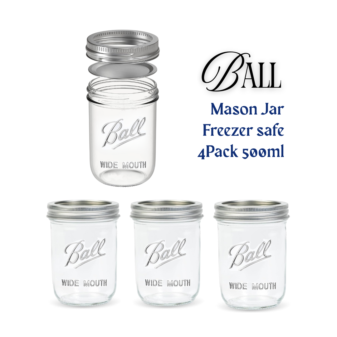 Ball mason jar with split lids and bands 4pack 500ml refrigerator and ...