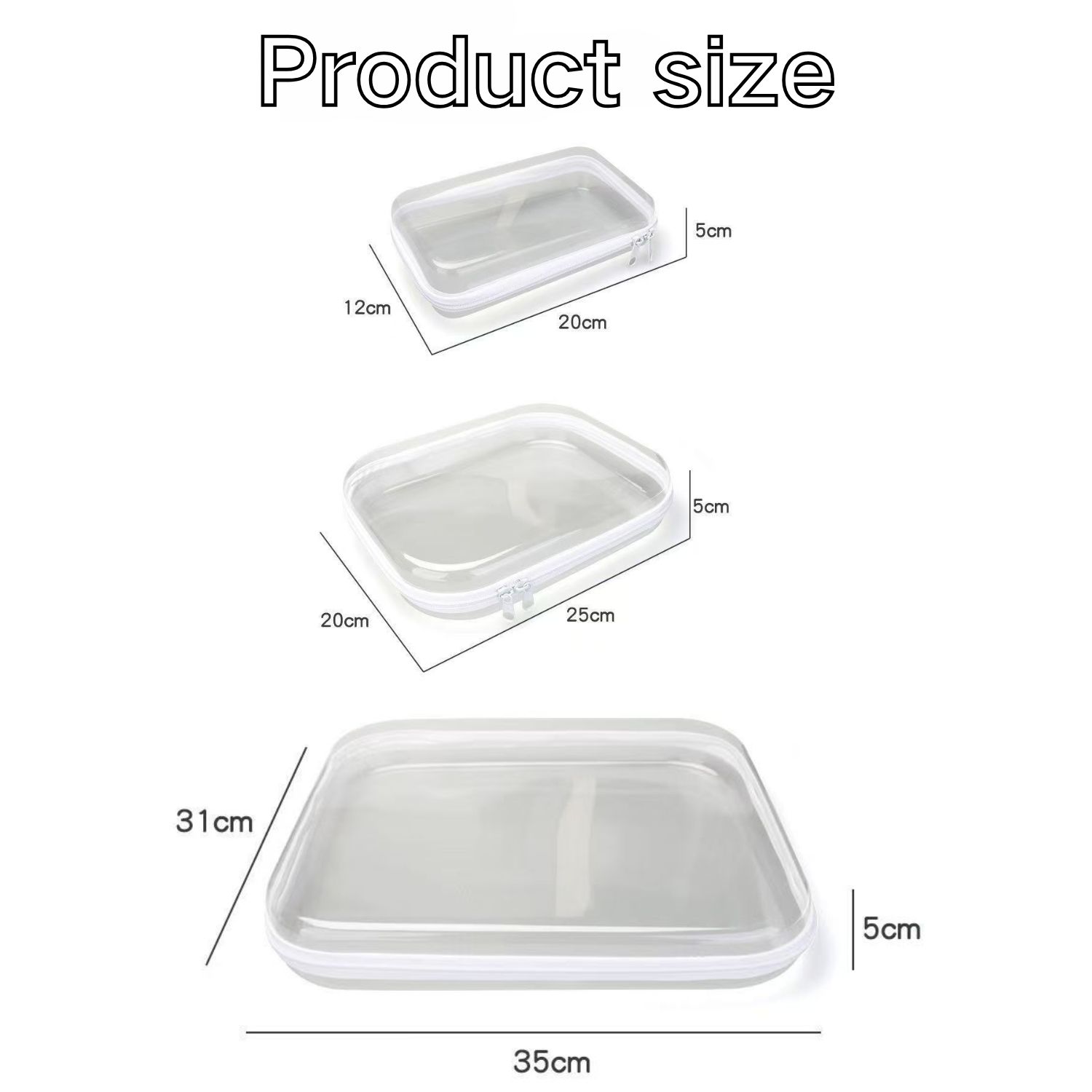 Clear Hard Shell Zipper Case Plastic Storage Box Toys Storage Travel ...