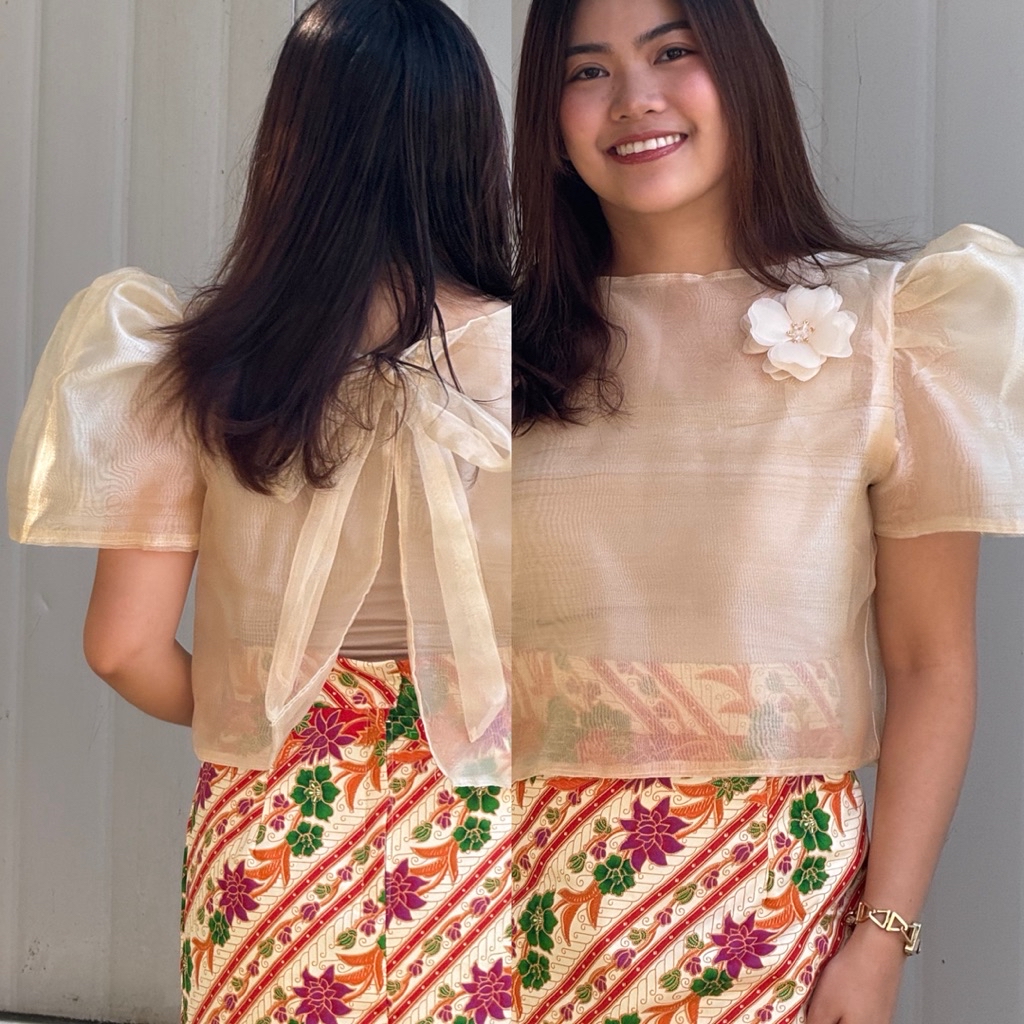 Pinya Organza Kimona Top- Tie Back | Shopee Philippines