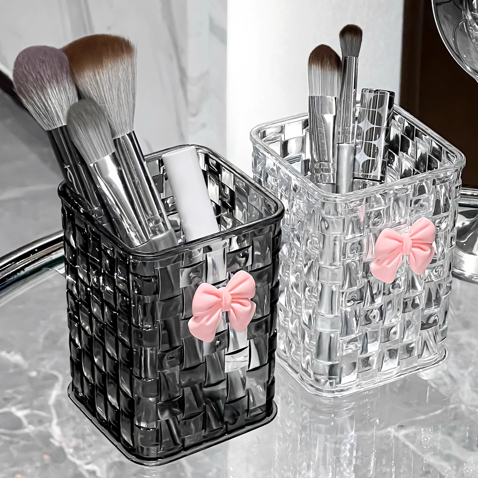 Desktop Pencil Pot Makeup Brush Holder Student Stationery Storage ...