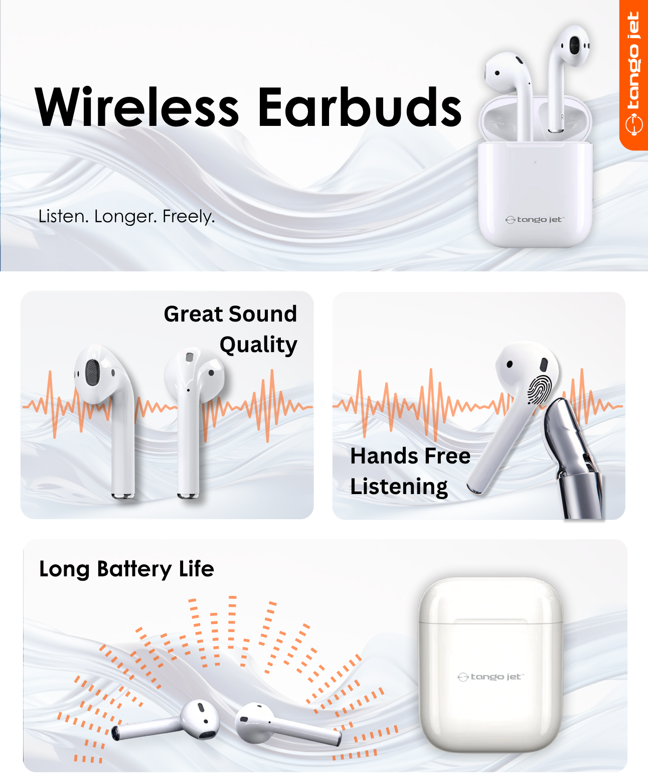 Tango Jet Wireless Earbuds | Bluetooth Earphones | Great SoundQuality ...