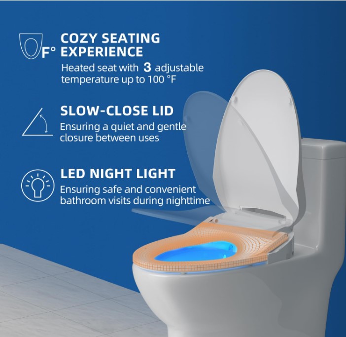 SIMENR ELECTRIC SMART BIDET TOILET COVER LED DISPLAY/NONLED/SIDE KNOB ...