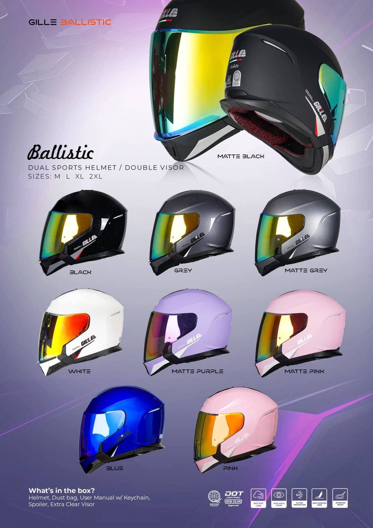 100%Original Gille 2020 BALLISTIC Modular Dual Visor full Face Retro ...