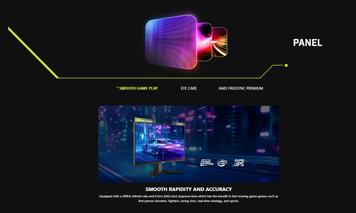 MSI Gaming Monitor 24.5" MAG 255F E20 200Hz 1920 x 1080 FHD / Rapid ...